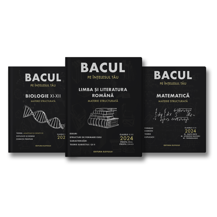Pachet Bacalaureat Română + Matematică + Biologie XI-XII – Cartibac